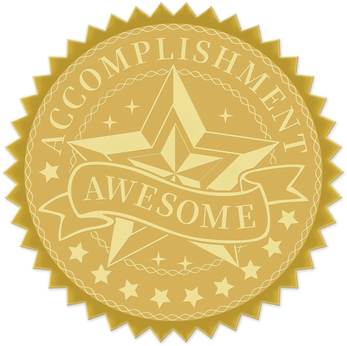 100pcs Embossed Foil Stickers Accomplishment Awesome Gold Foil ...