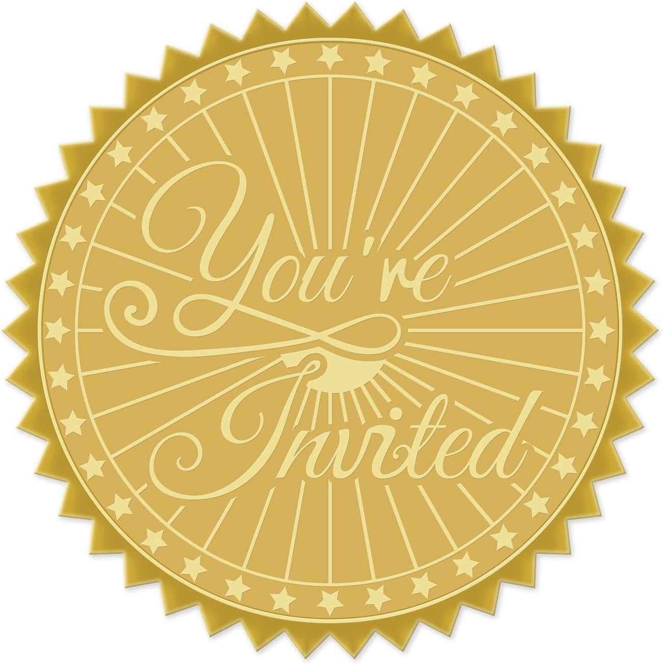 100pcs Embossed Foil Stickers You're Invited Gold Foil Certificate ...