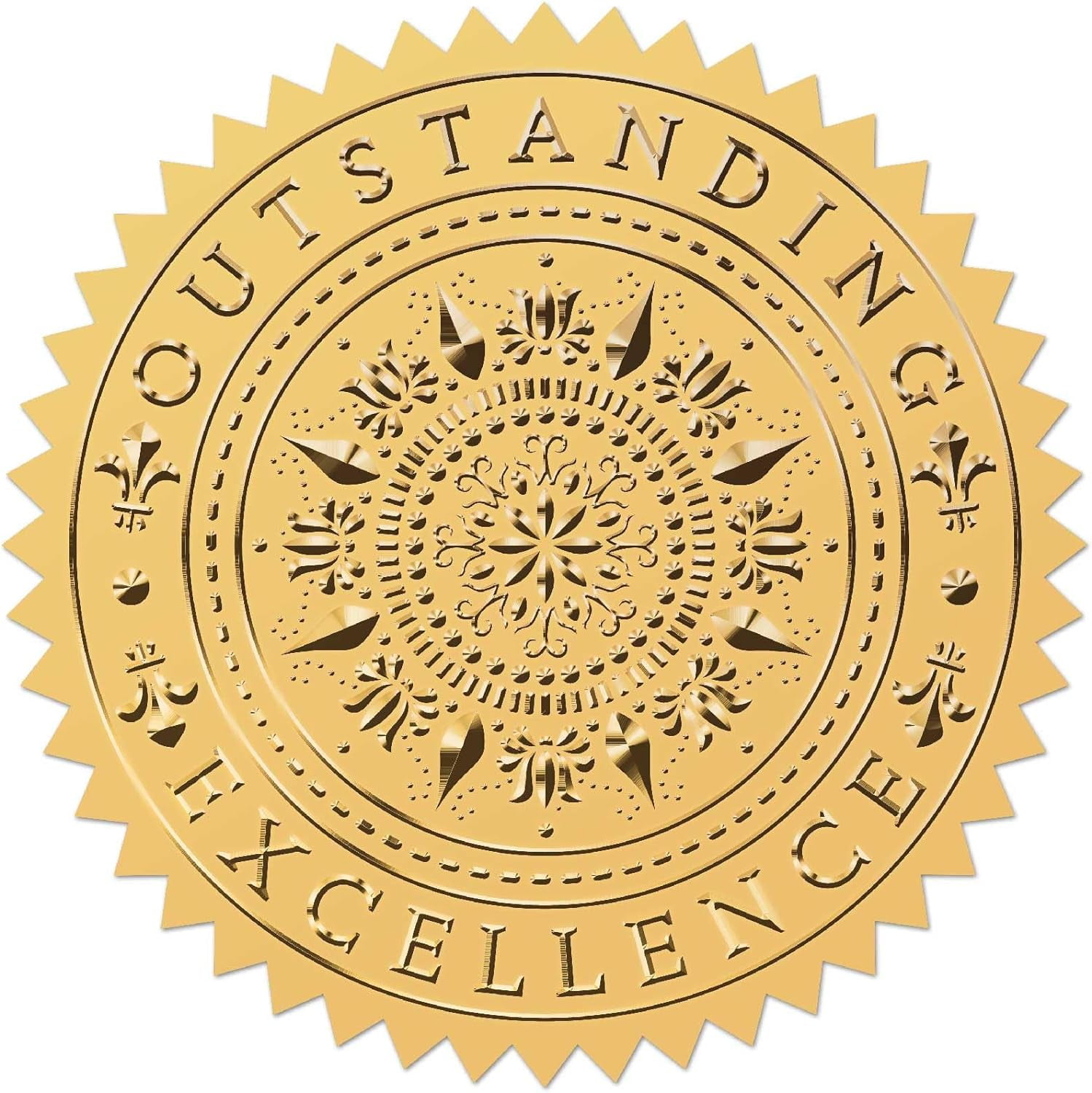 100pcs Embossed Gold Foil Sticker Floral Outstanding 2" Vintage Foil ...