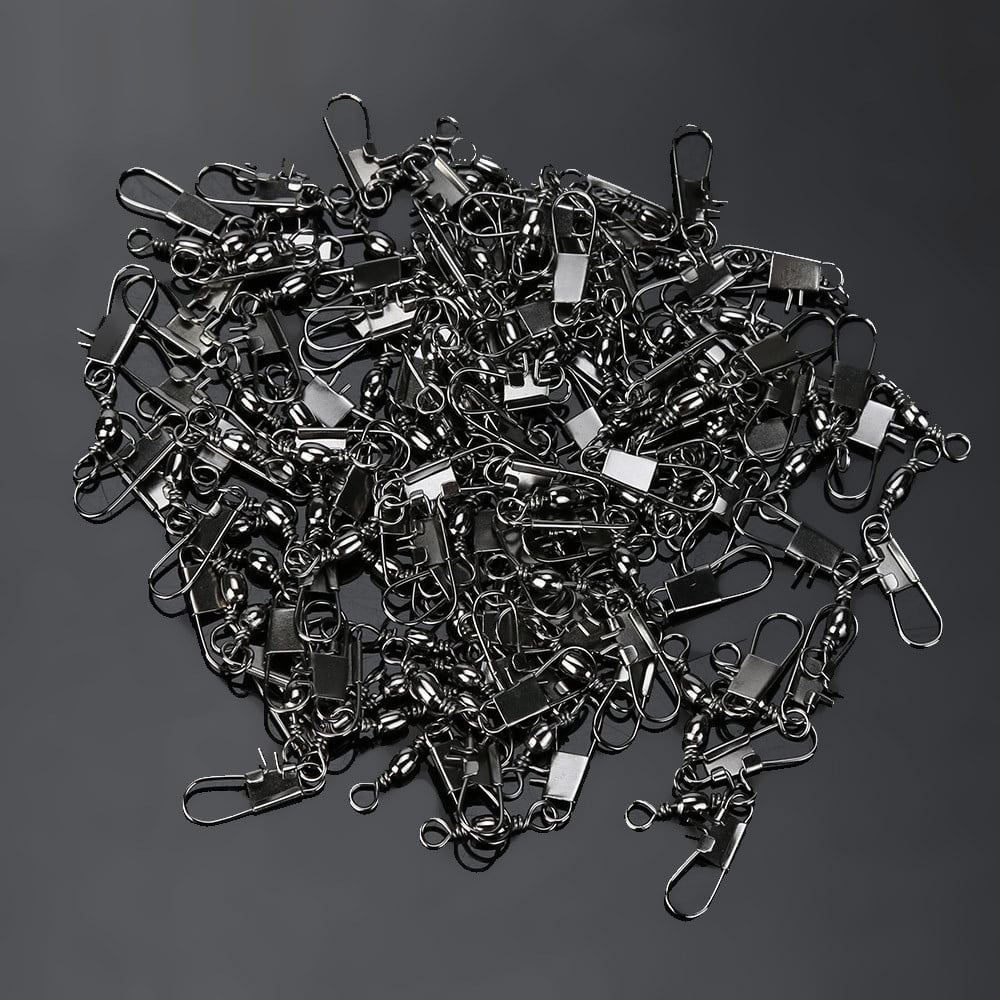100pcs Fishing Barrel Swivel Connector Rings with Interlock Snap, 3.5cm ...