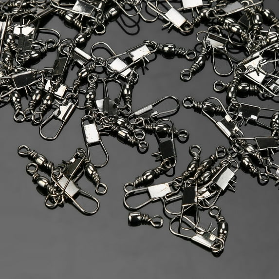100pcs Fishing Barrel Swivels with Safety Snaps Swivel Stainless Steel ...