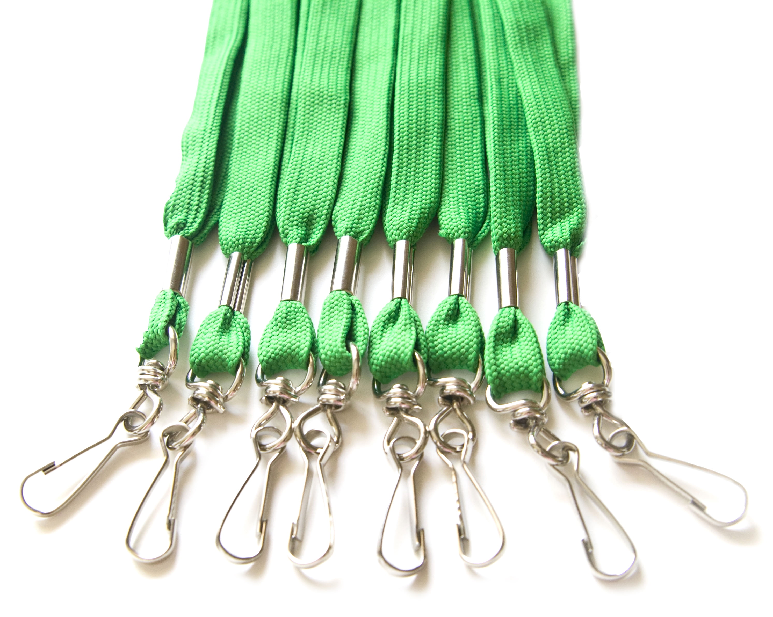 100pcs Flat ID Neck Lanyards for Badges with Swivel J-Hook, Green by ...
