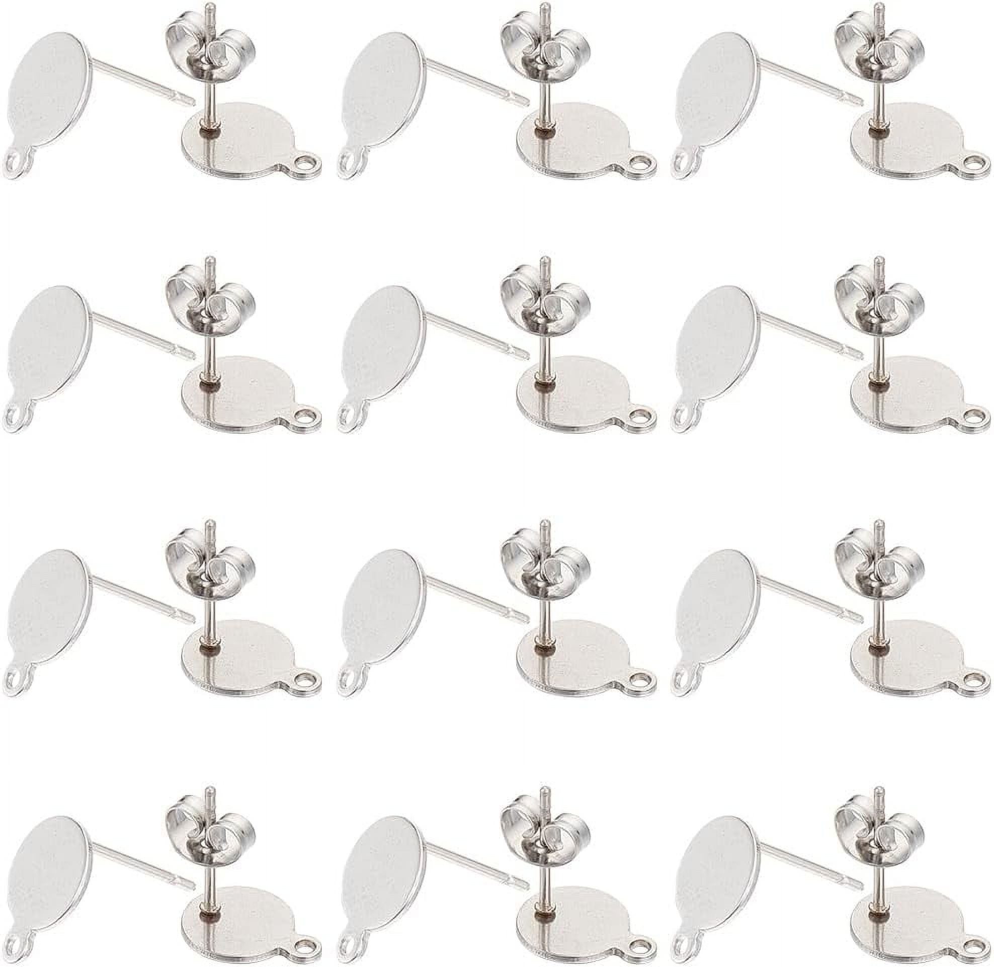 100pcs Flat Round Shape 304 Stainless Steel Stud Earring Findings with ...