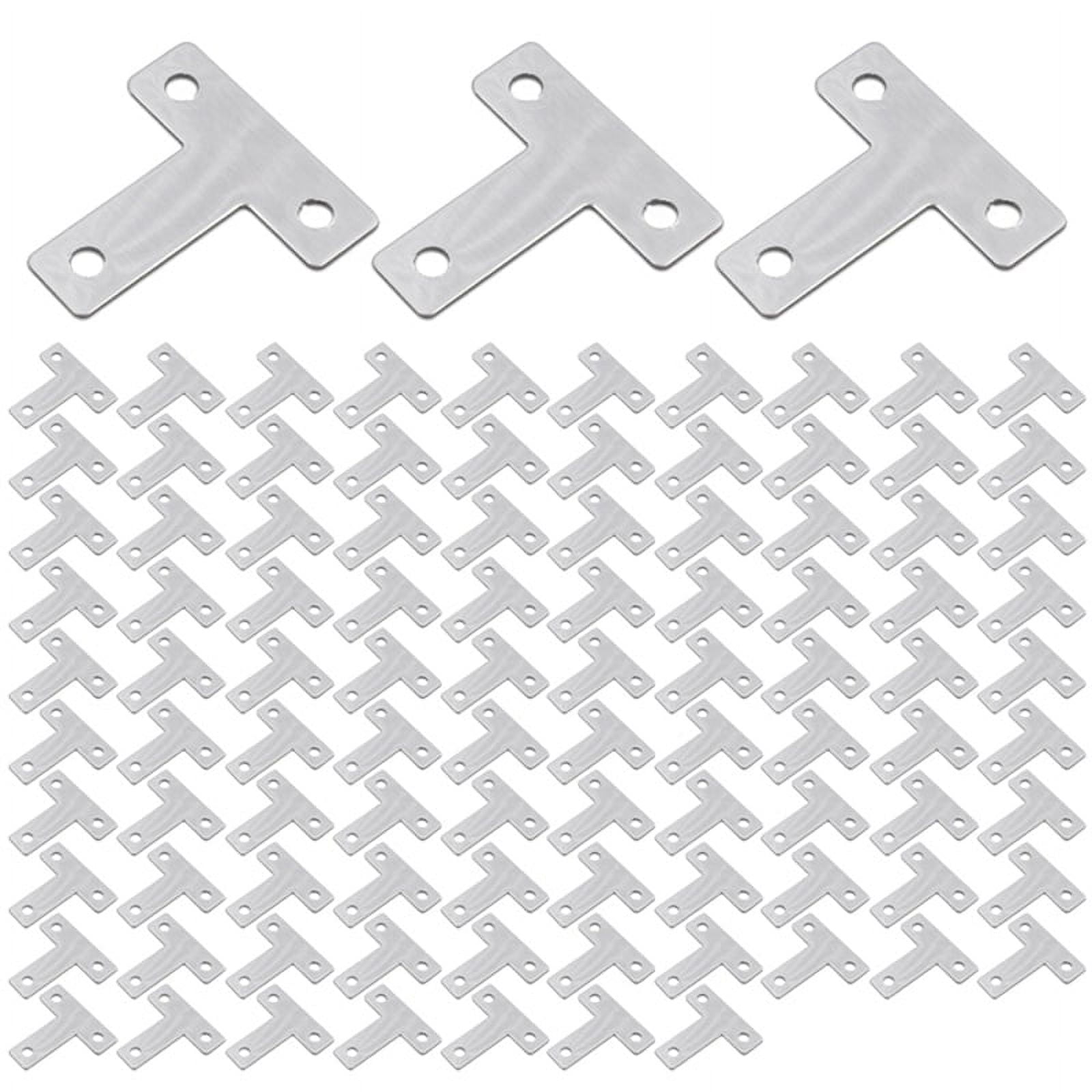 100pcs Flat Tee Mending Plate, Stainless Steel T Brackets Flat Corner ...