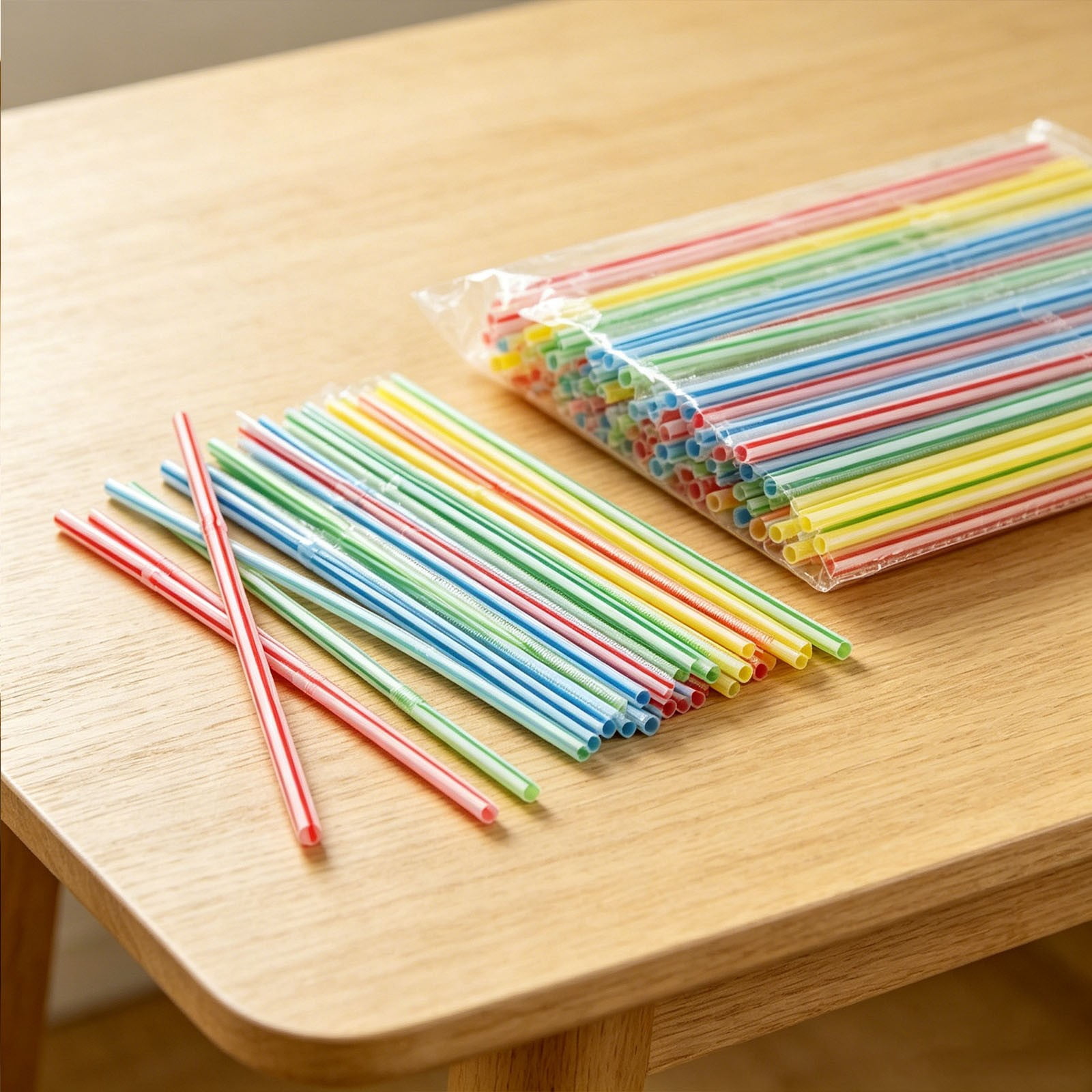 100pcs Food-Grade Multicolor Disposable Drinking Straws, Lightweight ...