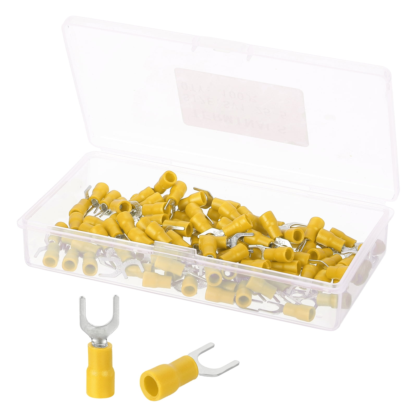 Insulated Fork Spade Connectors, 22-16AWG SV1.25-5 U-Type Tinned Copper ...