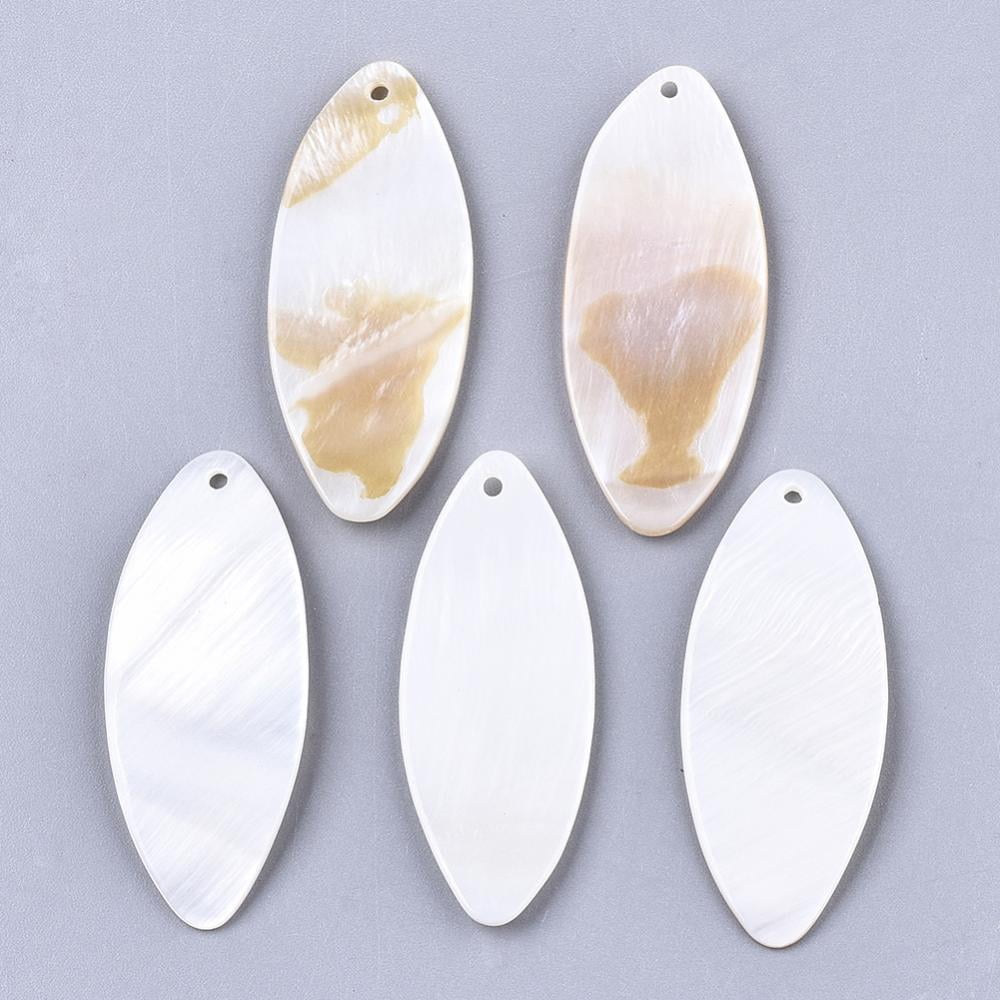 100pcs Freshwater Shell Pendants Oval Seashell color 39~40x16~17x2~3mm ...