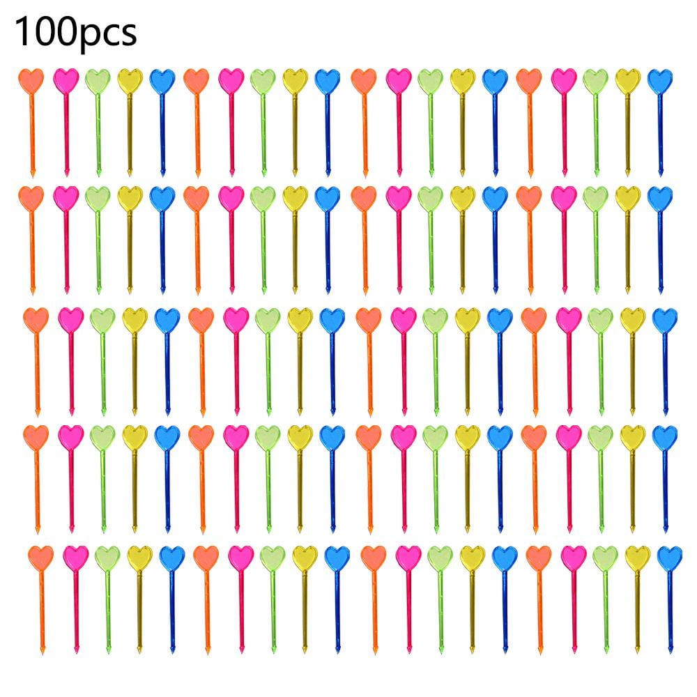 100pcs Fruit Toothpicks Disposable Appetizer Cocktail Sticks Colorful ...