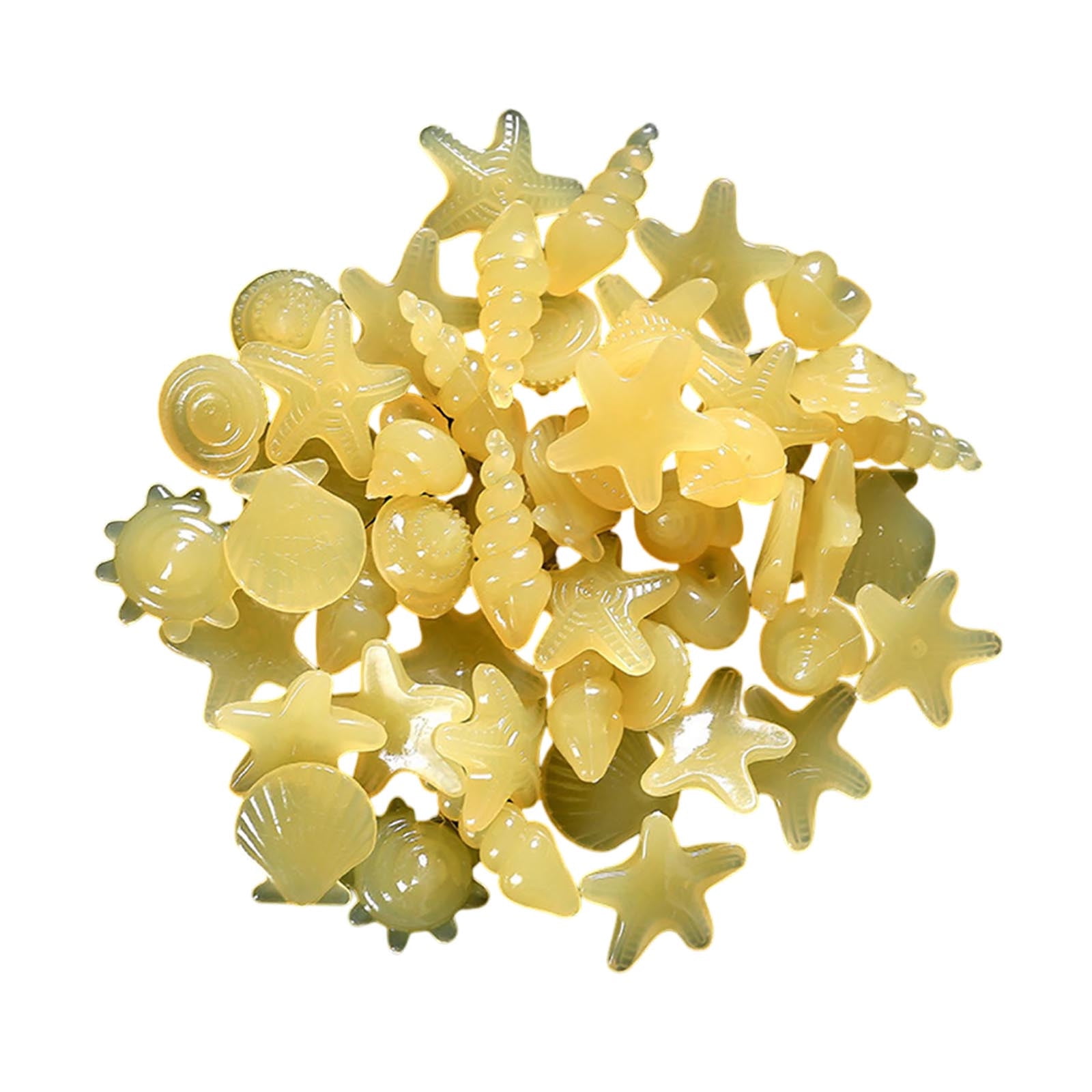 100pcs Glow in The Dark Pebbles Conch Shell Starfish - Luminous Blue ...