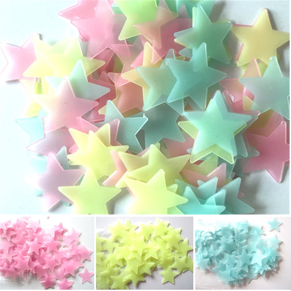 300pcs Glow in The Dark Stars, Fluorescent Wall & Ceiling Star Stickers ...