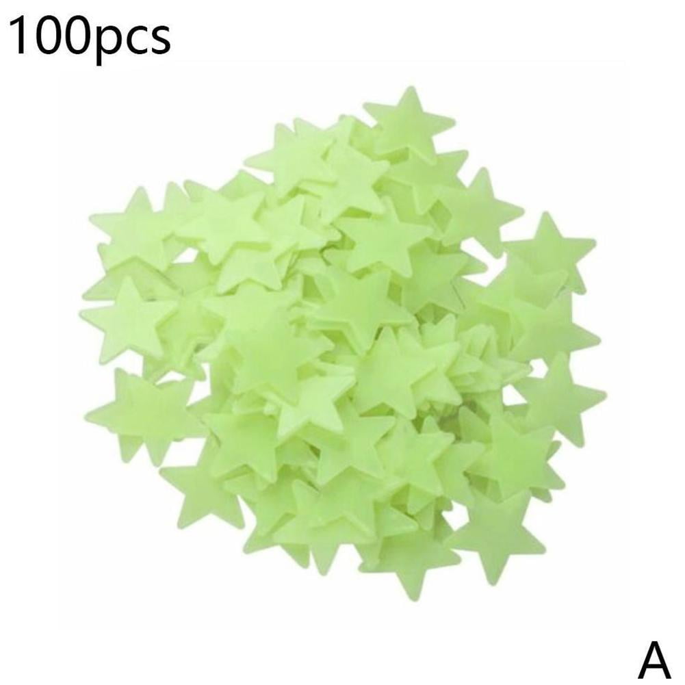 100pcs Glow in the Dark Stars, Fluorescent Wall Stickers for Kids ...
