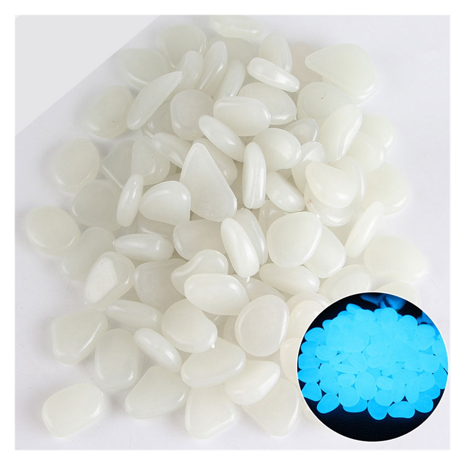 100pcs Glowing Pebble Stones, Glow in the Dark Stones, Colorful Glowing ...