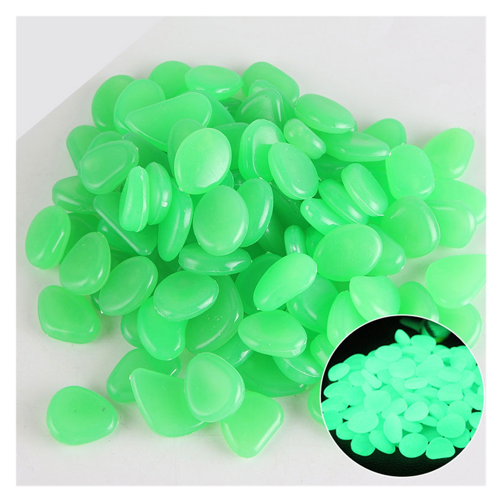 100pcs Glowing Pebble Stones, Glow in the Dark Stones, Colorful Glowing ...