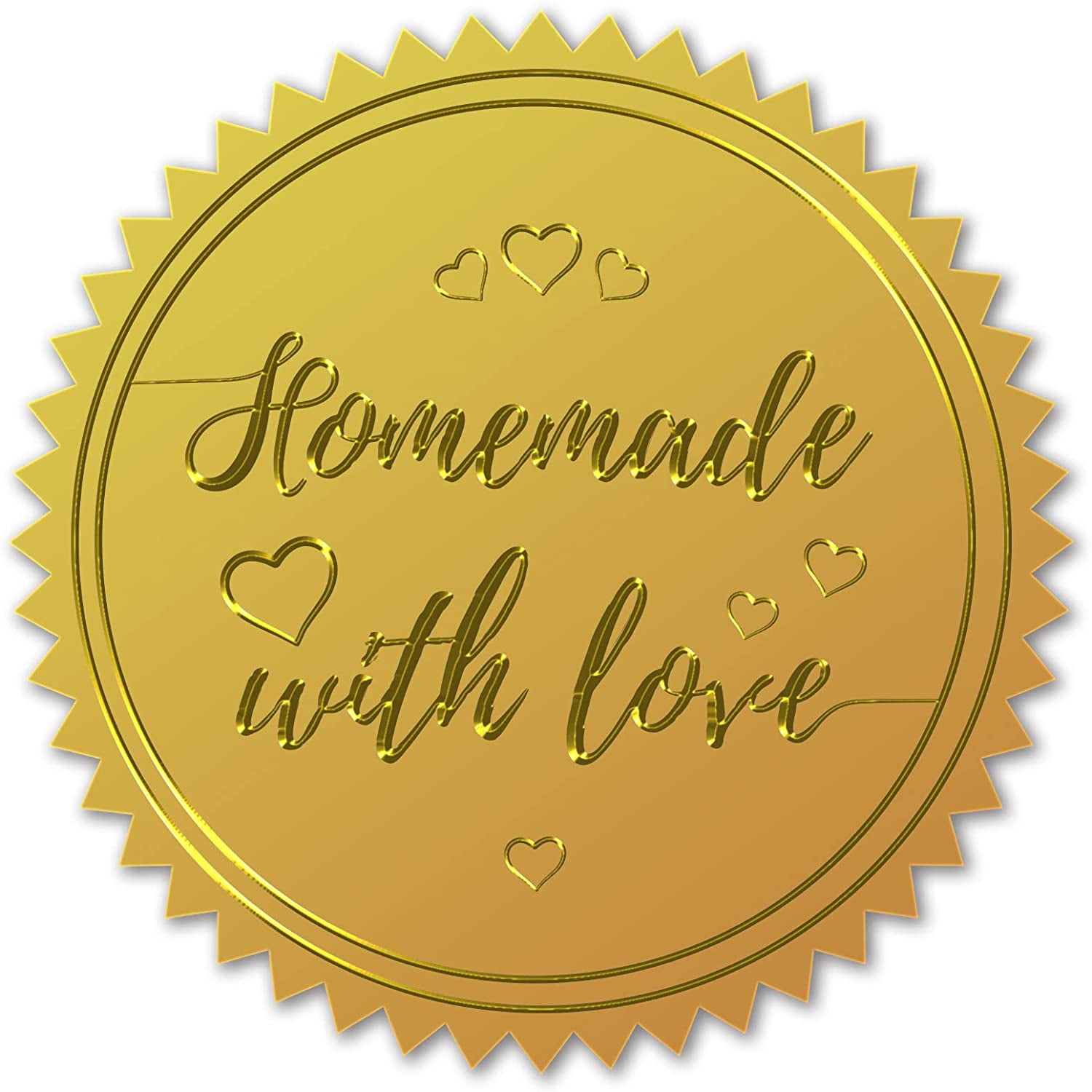 100pcs Gold Foil Certificate Seals - Homemade with Love Embossed Gold ...