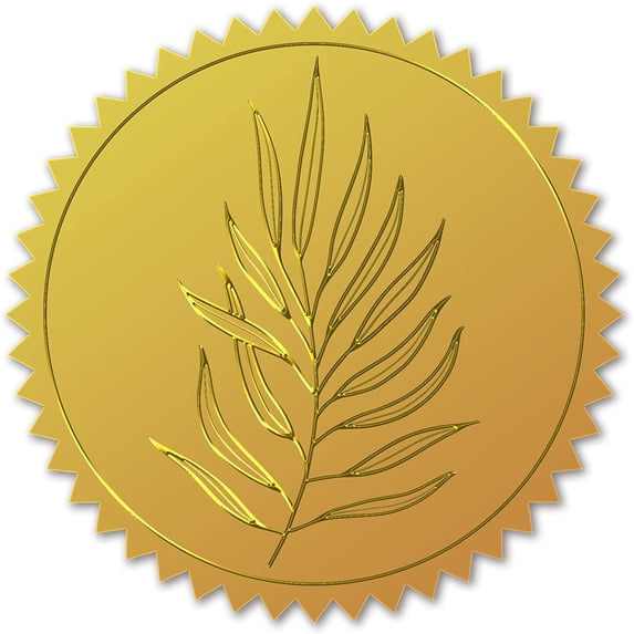 100pcs Gold Foil Certificate Seals - Leaf Embossed Gold Certificate ...