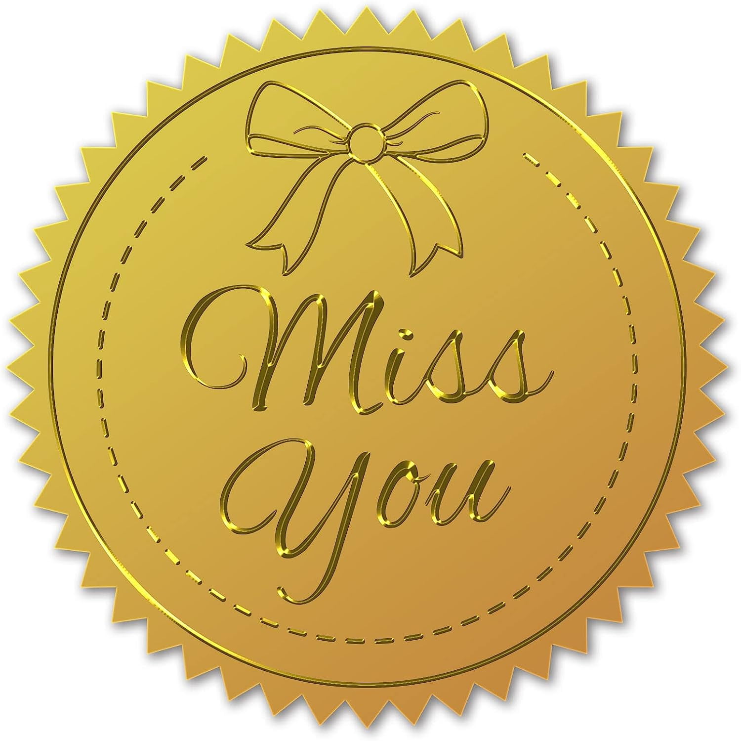 100pcs Gold Foil Certificate Seals - Miss You Embossed Gold Certificate ...