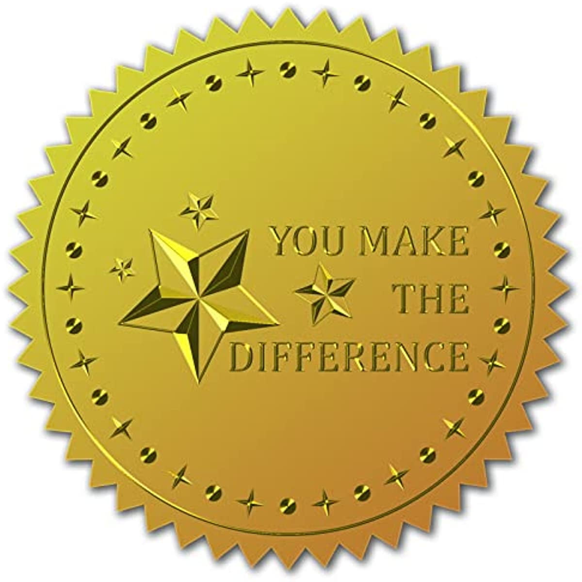 100pcs Gold Foil Certificate Seals You Make The Difference Embossed ...