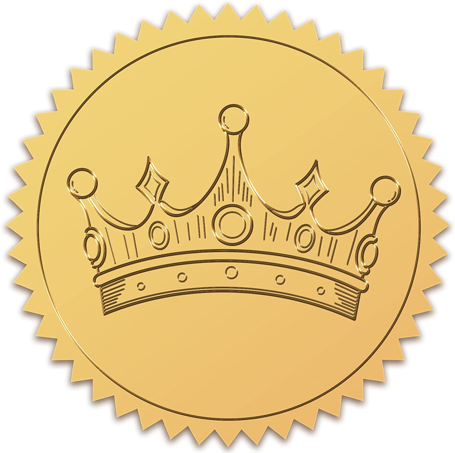 100pcs Gold Foil Crown Stickers Embossed Gold Certificate Seals 2 ...