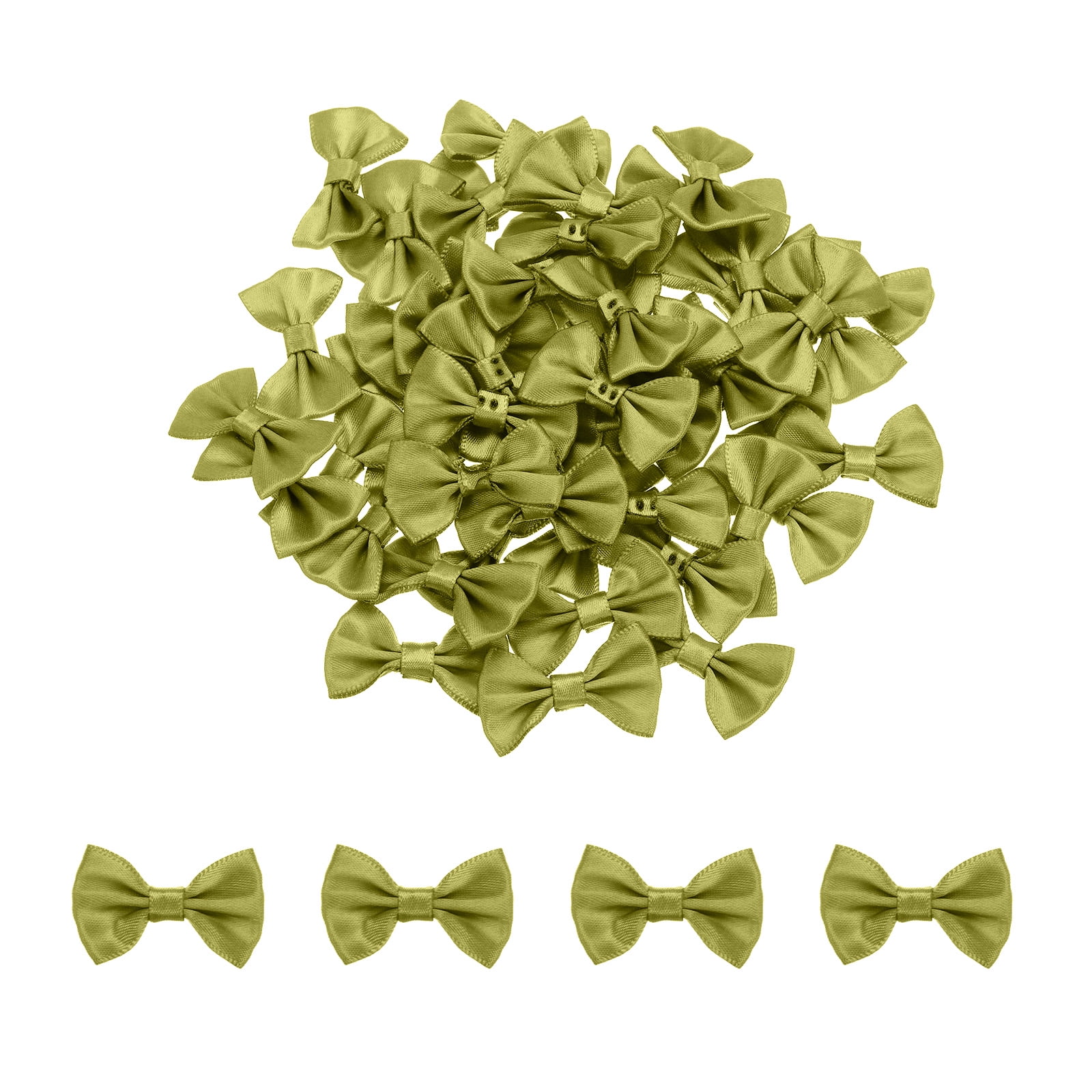100pcs Golden Bow Ties 1.5" x 1" Mini Bowknot for Crafting Little Satin ...