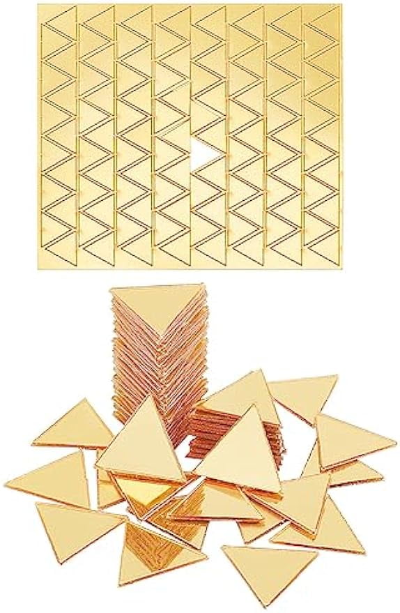 100pcs Golden Mirrors for Crafts Triangle Self Adhesive Mirror Tiles 0 ...
