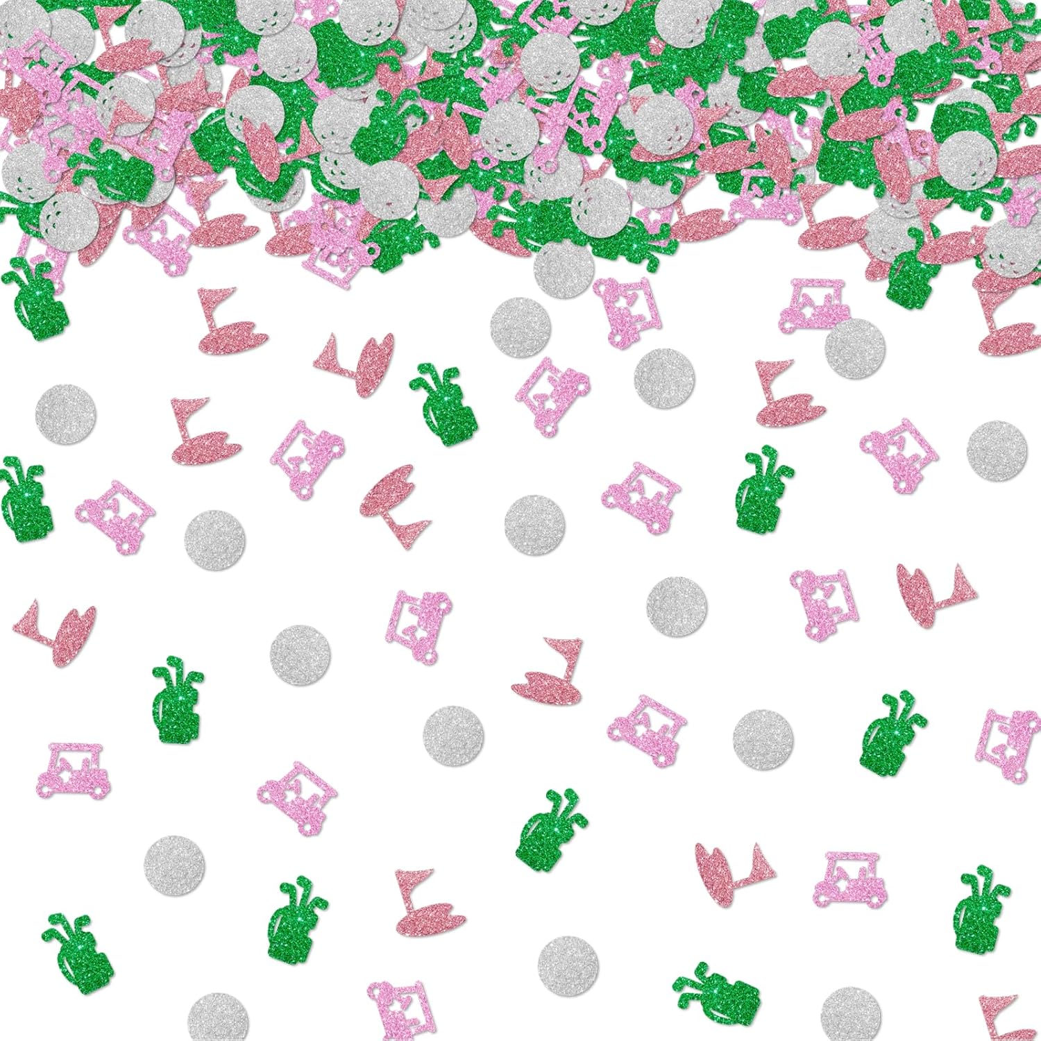 100pcs Golf Confetti, Pink Glitter Hole In One 1st Birthday Table ...