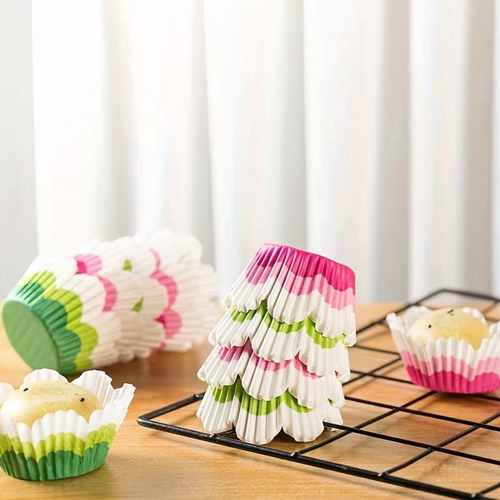 100pcs Gradient Color Cupcake Liners - Wavy Edge Baking Cups for ...