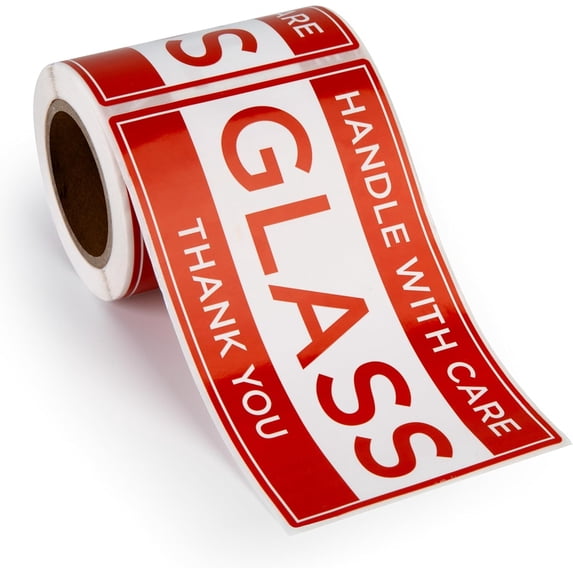 100pcs Handle with Care Glass Shipping Stickers, 3" x 5" Fragile ...