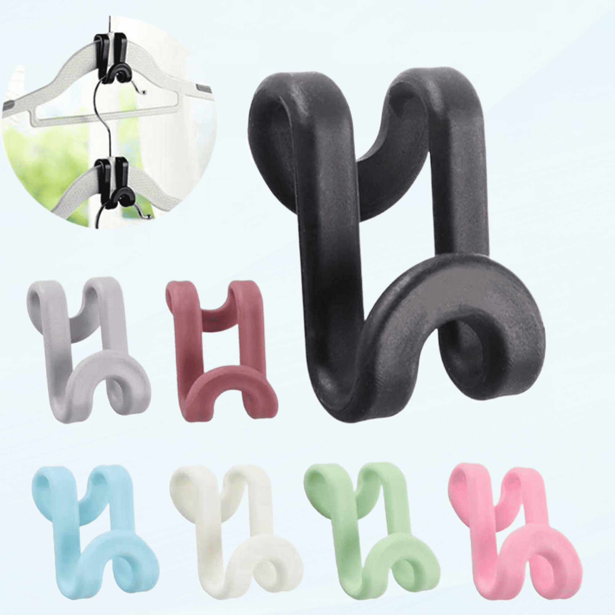 100pcs Hanger Attachment Hooks can add More Closet Space S-Type ...