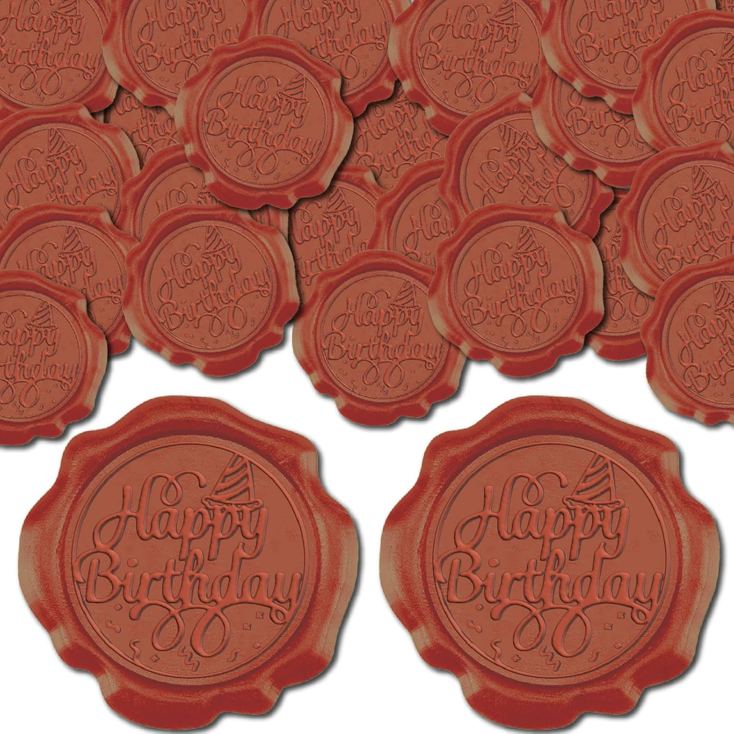 100pcs Happy Birthday Wax Seal Stickers Red Decoration Stickers Vintage ...