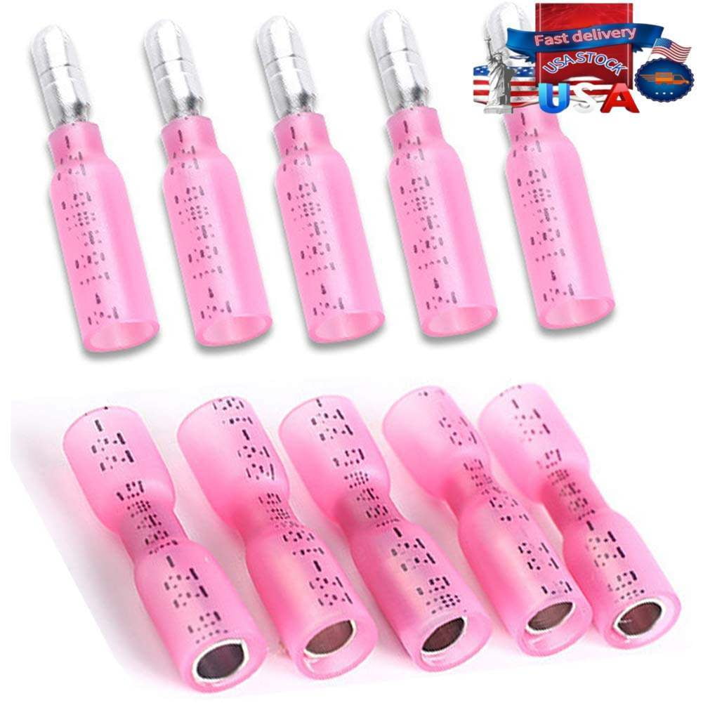100pcs Heat Shrink Bullet Wire Connectors 22-16 AWG Female Male Crimp ...