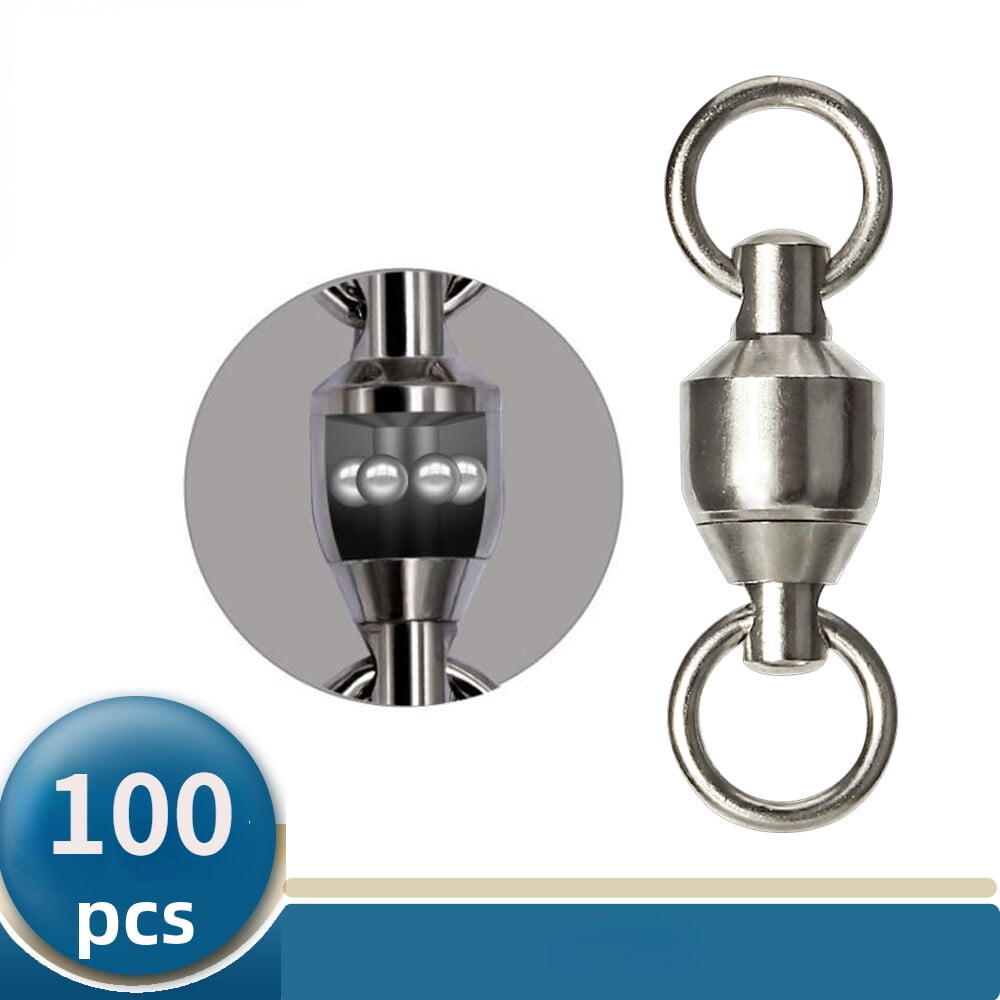 100pcs Heavy Duty Ball Bearing Fishing Connector Rolling Swivel ...
