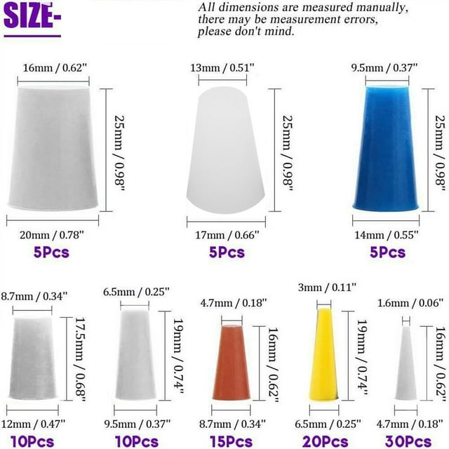 100pcs High Temperature Plug Conical Silicone Plug Sealing Conical Plug ...