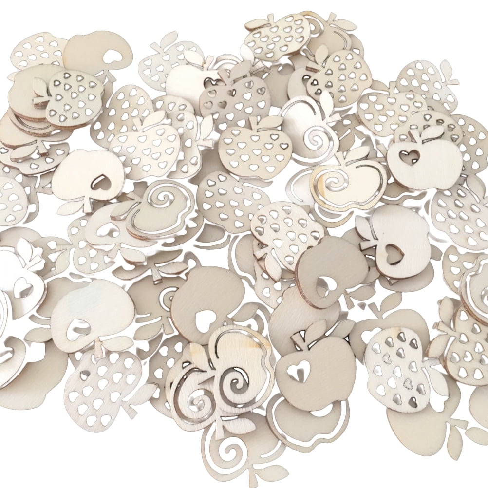 100pcs Hollow Wooden Slices Shaped Wooden Pieces Ornament DIY Wooden ...