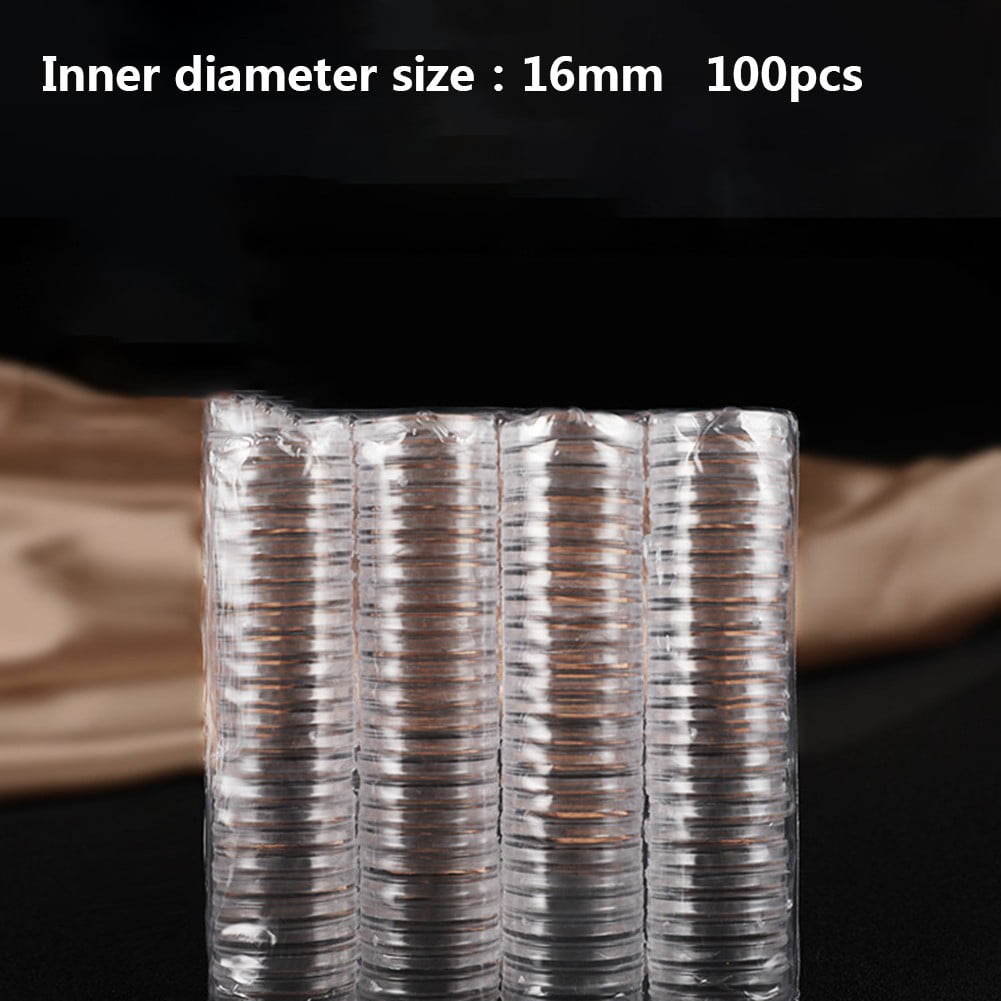 UHUSE 100pcs ID 16MM Commemorative Coins Transparent Plastic Small ...