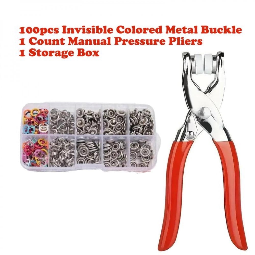 100pcs Invisible Colored Metal Buckle & 1 Count Manual Pressure Pliers ...