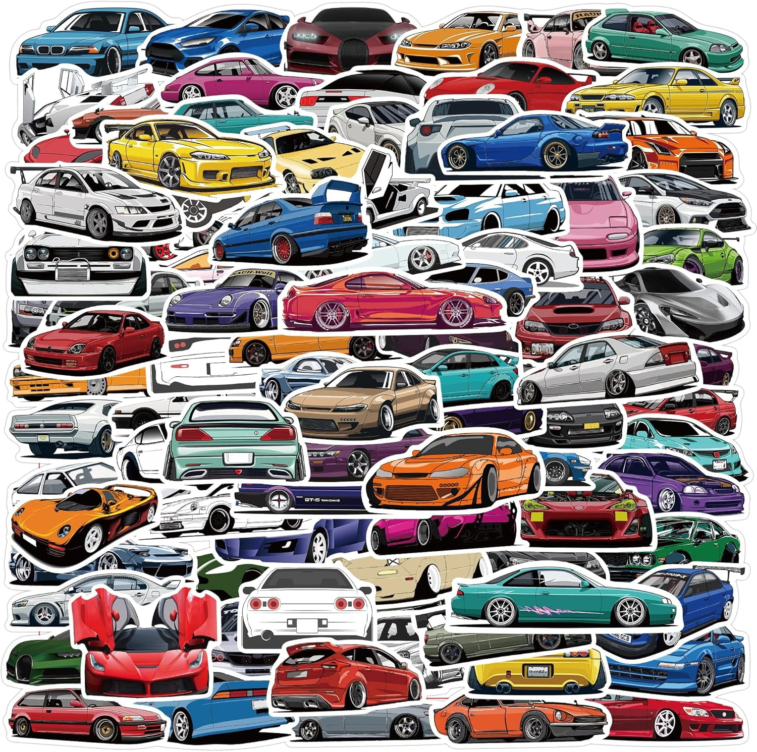 100pcs JDM Car Stickers, Racing Sport Car Stickers Vinyl Waterproof for ...