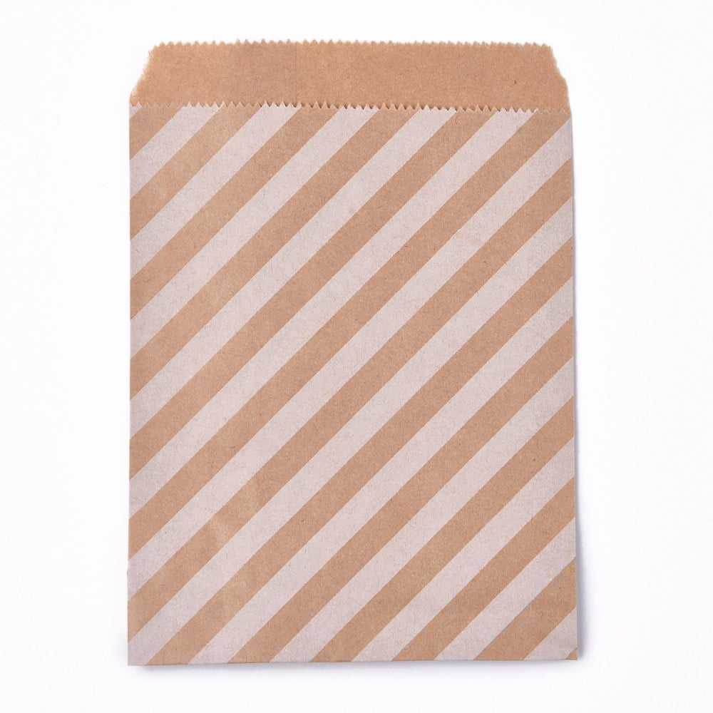 100pcs Kraft Paper Bags No Handles Storage Bags BurlyWood Stripe ...