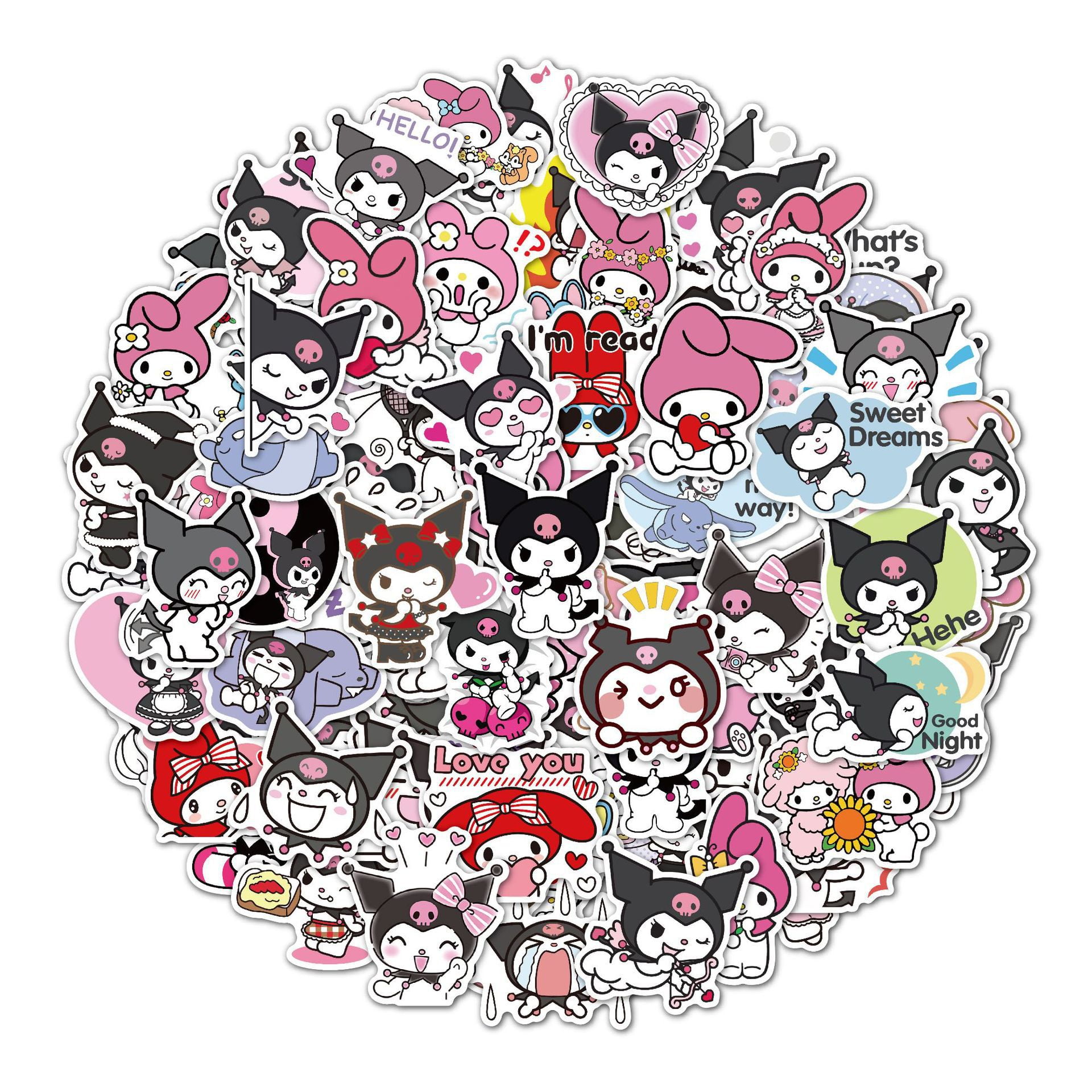 100pcs Kuromi My Melody Sticker Pack Sanrio Anime Stickers Cute DIY ...