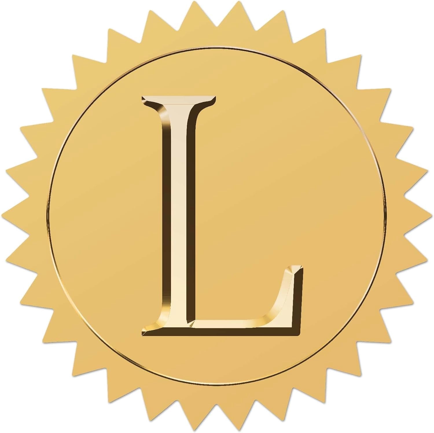 100pcs L Gold Foil Embossed Stickers 2" Letter Alphabets Vintage Foil ...