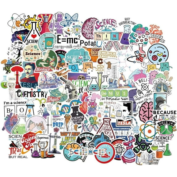 Walmart 100pcs Cute Decals: Waterproof Science Stickers for Laptop ...