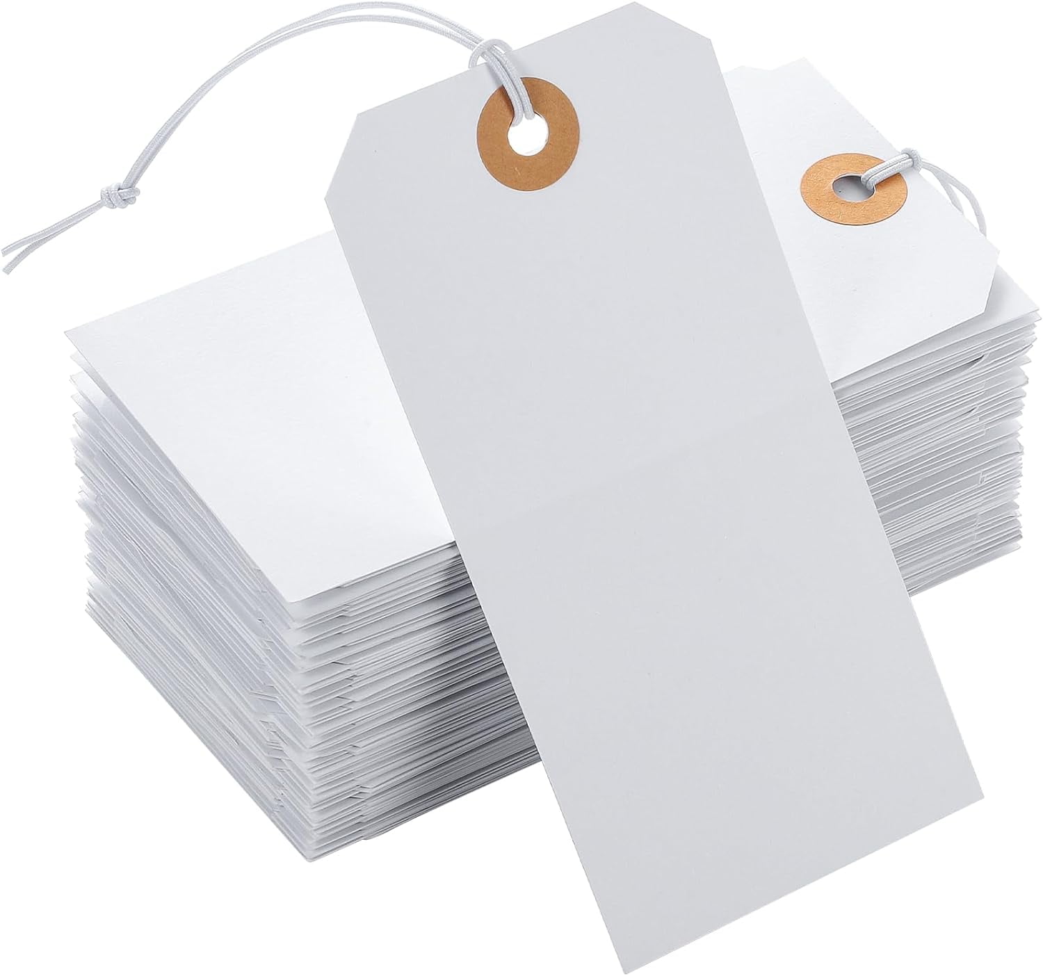 100pcs Large Price Tags with Elastic String White Hang Paper Tags with ...