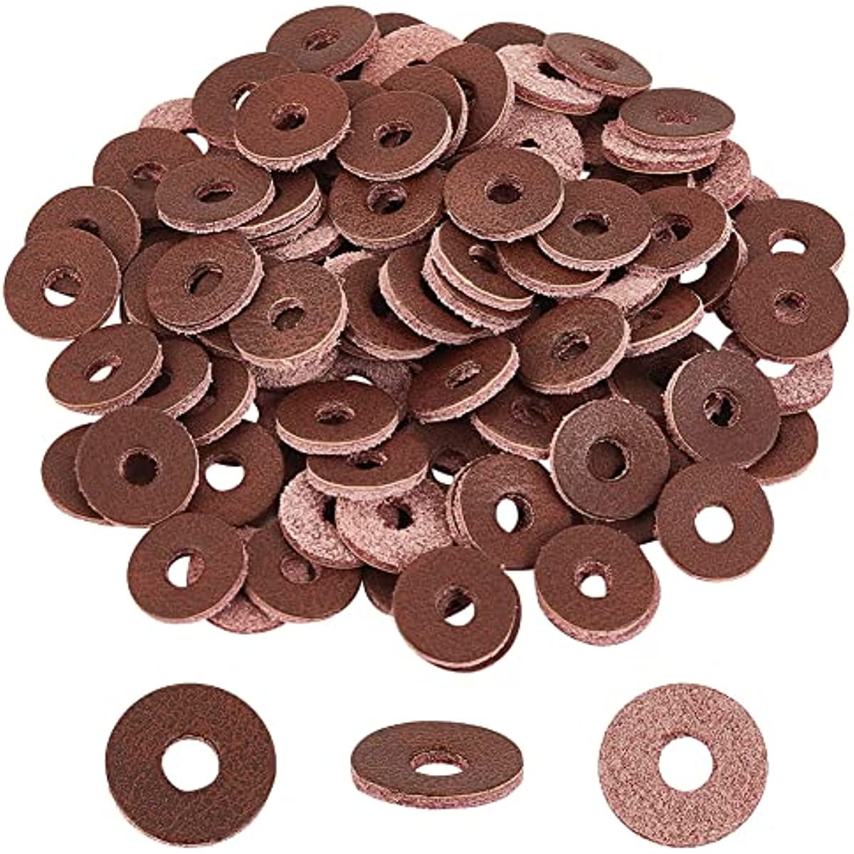 100pcs Leather Handle Washers Genuine Leather Spacer Washers Round ...