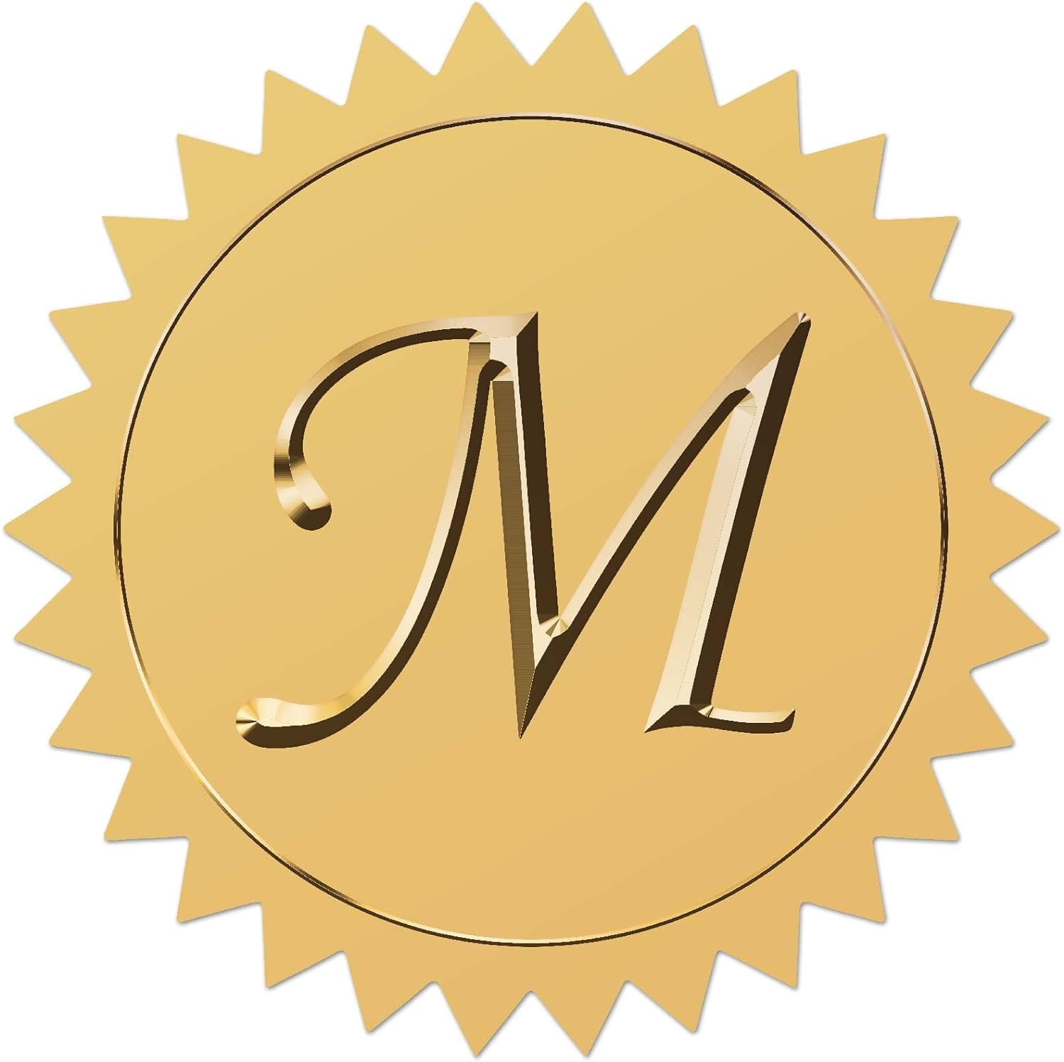 100pcs Letter M Gold Foil Embossed Stickers 2" Initial Alphabets ...