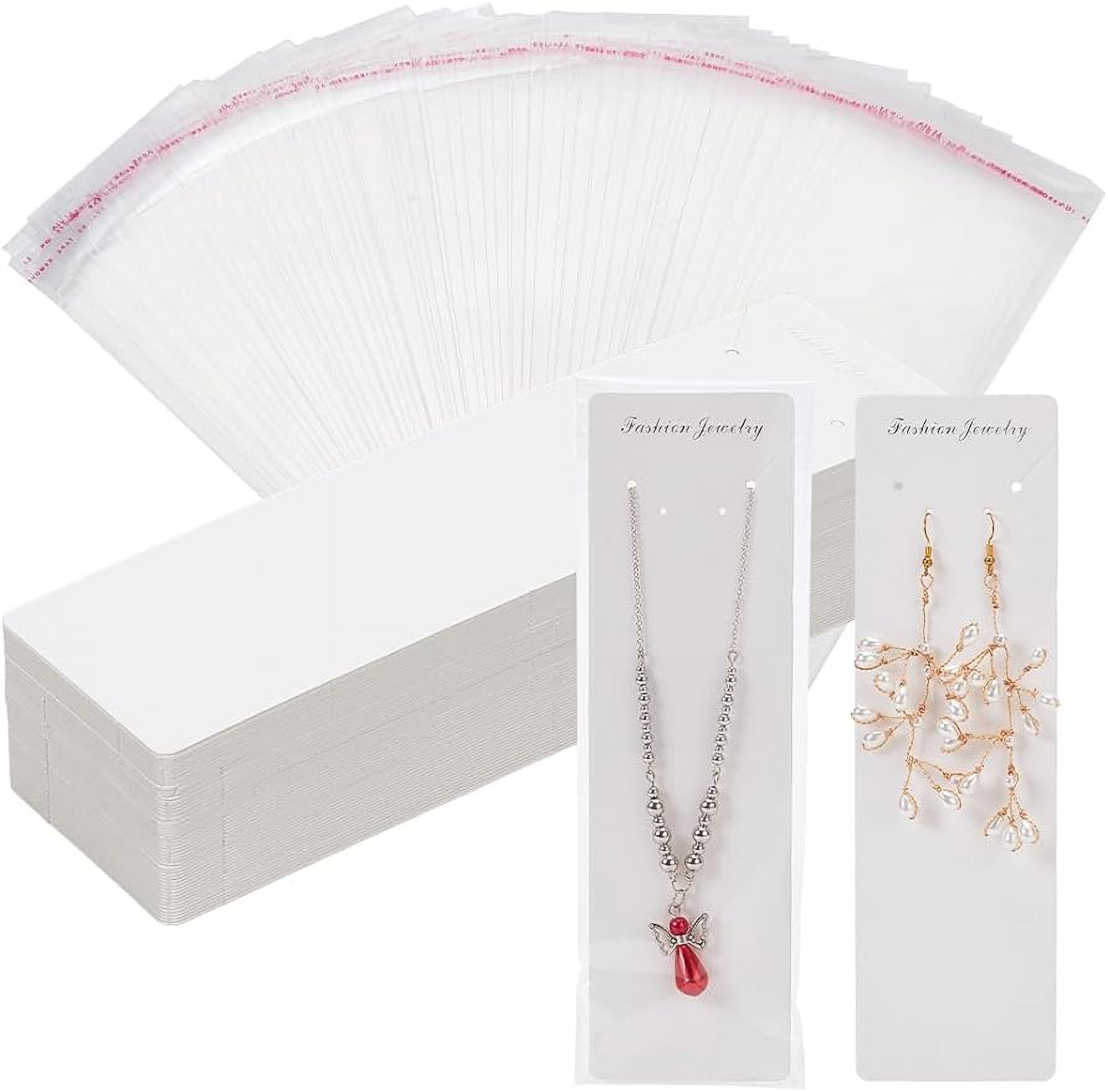 100pcs Long Necklace Display Cards with 100pcs Clear Self Adhesive Bags ...