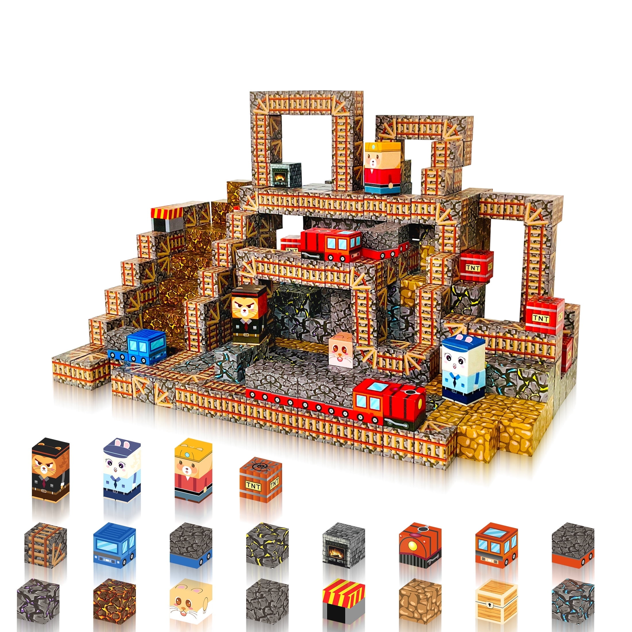 100pcs Magnetic Blocks - Build Mine Train Track Set For Boys & Girls ...