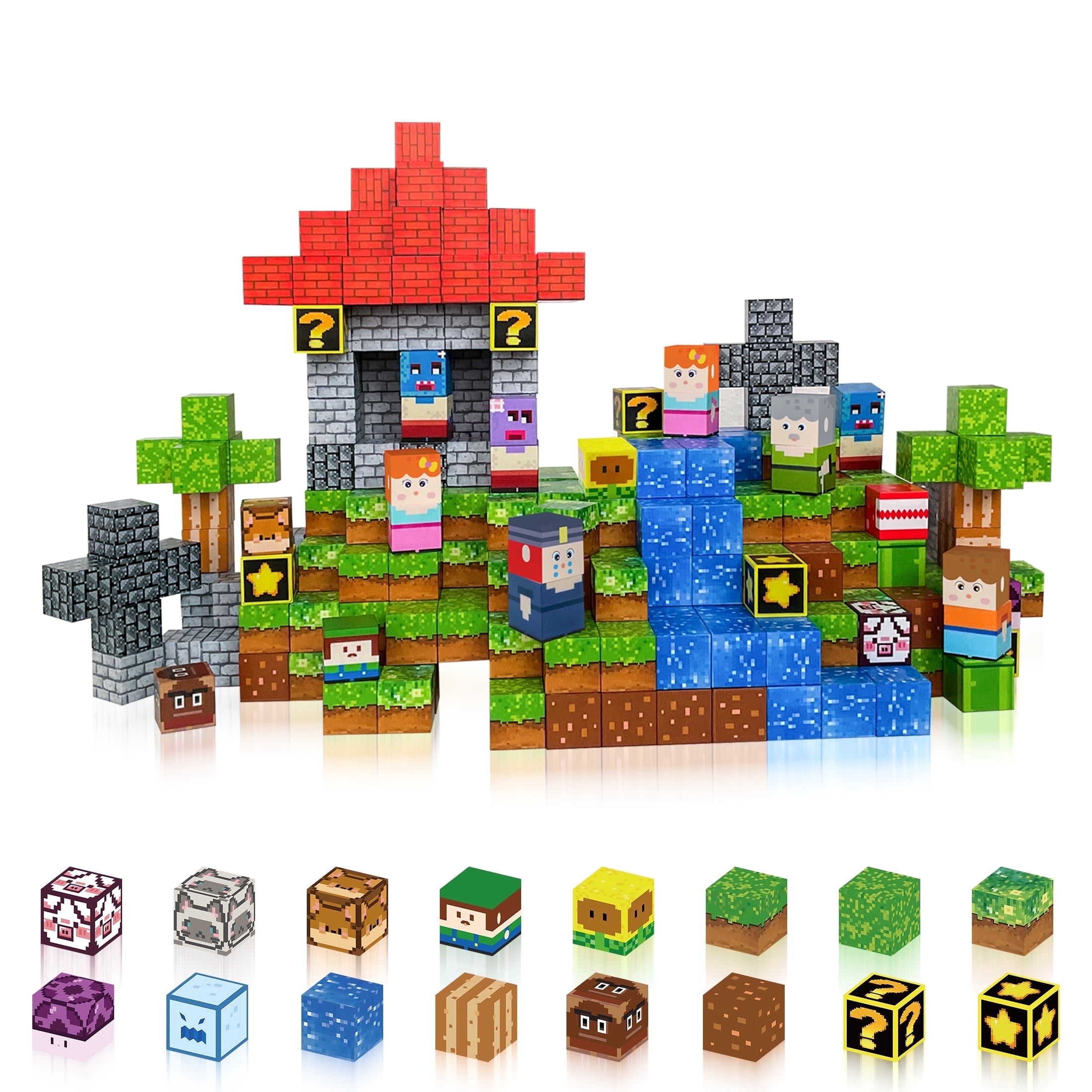 Crtynell 100pcs Magnetic Blocks - Build a Plants Wars Set, Magnetic ...