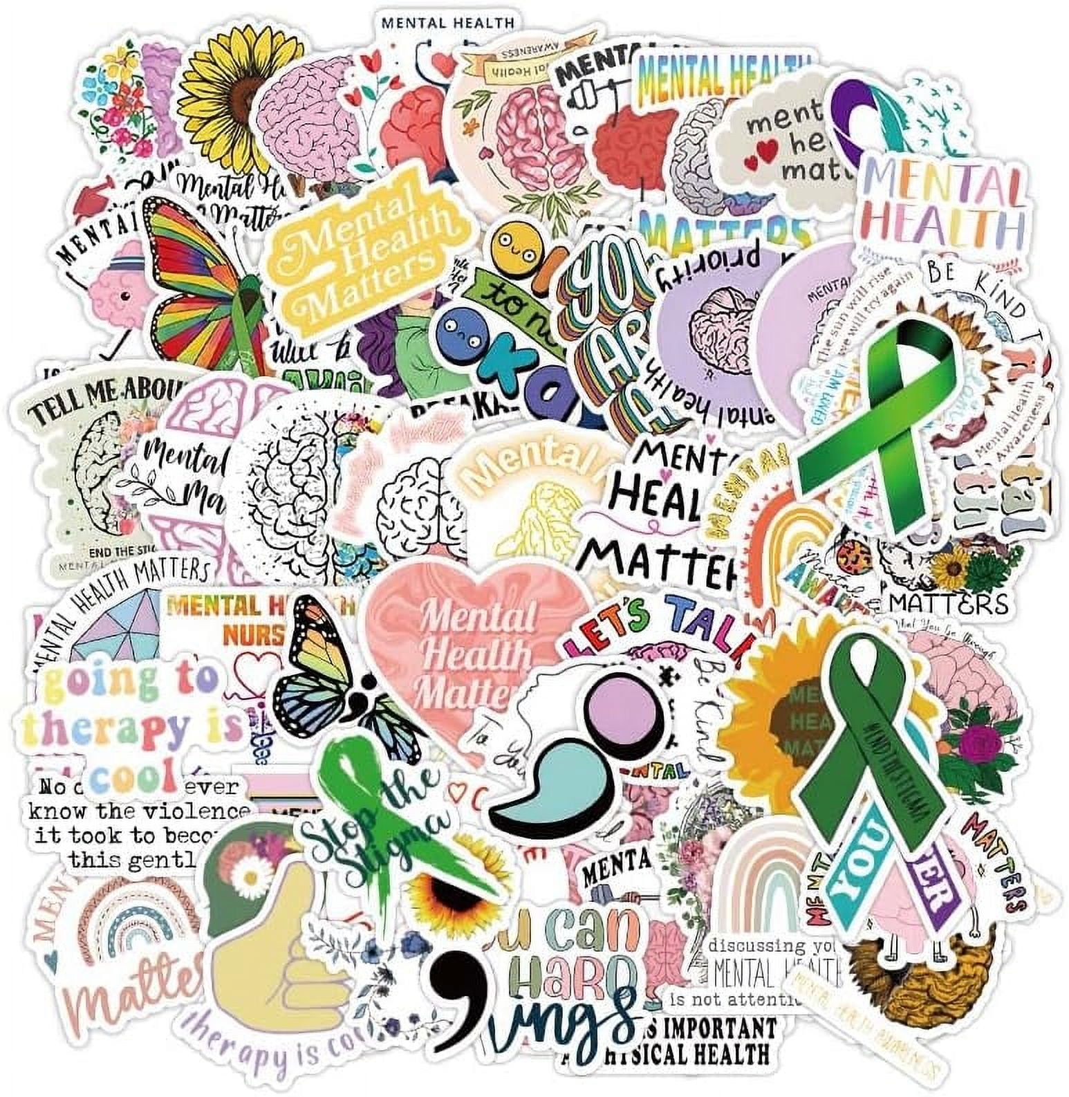 Generic Mental Health Stickers 100pcs Waterproof Vinyl Decals for Water ...