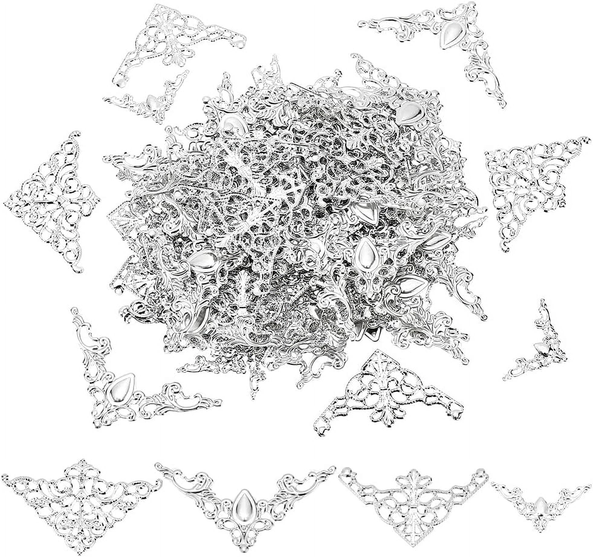 100pcs Metal Book Corners 4 Styles Tibetan Sliver Corner Protector ...