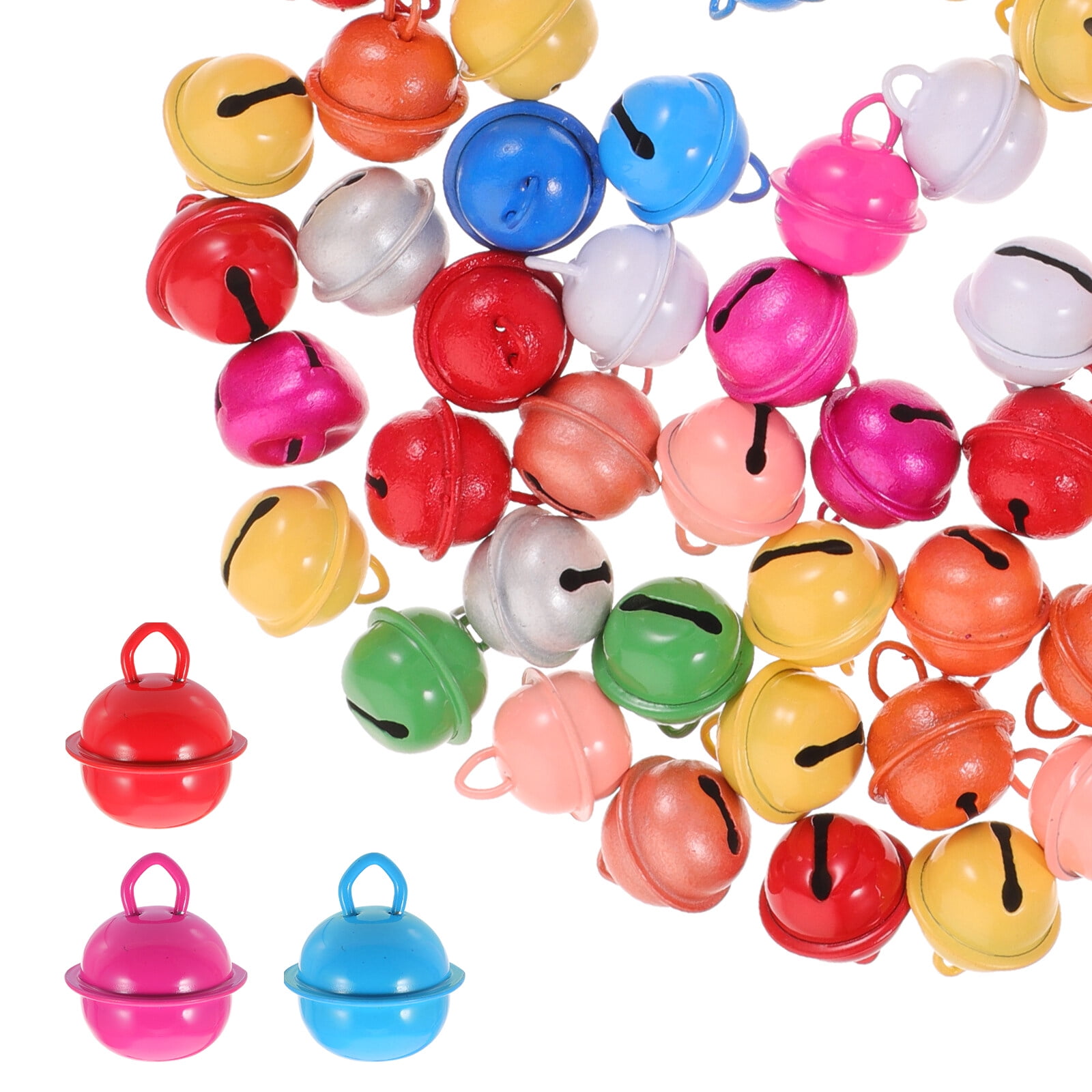 100pcs Metal Round Bells Craft Bells Small Bells Colored Christmas ...