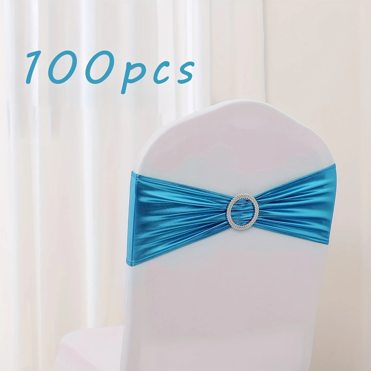 100pcs Metallic Spandex Chair Sashes, Durable Workmanship,Stretch Bows ...